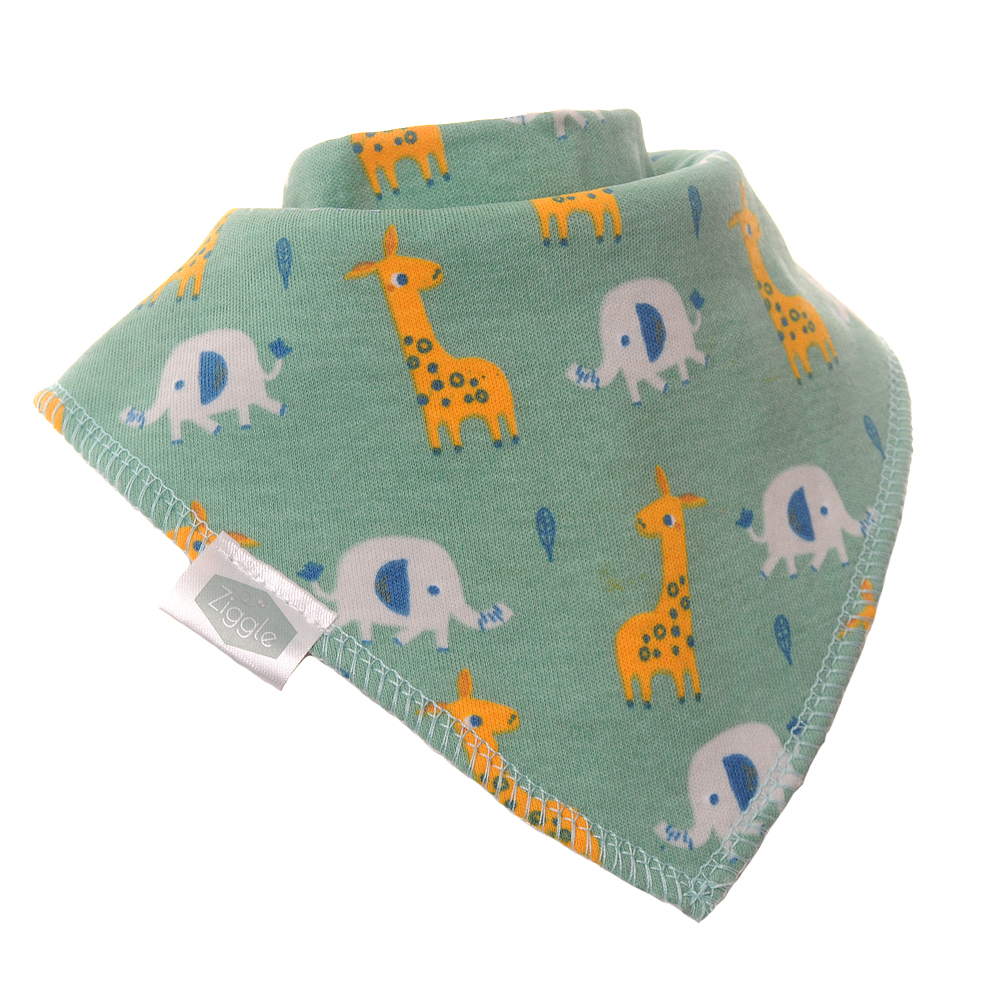 Giraffes and Elephants Dribble Bib for Babies + Toddlers - Ziggle