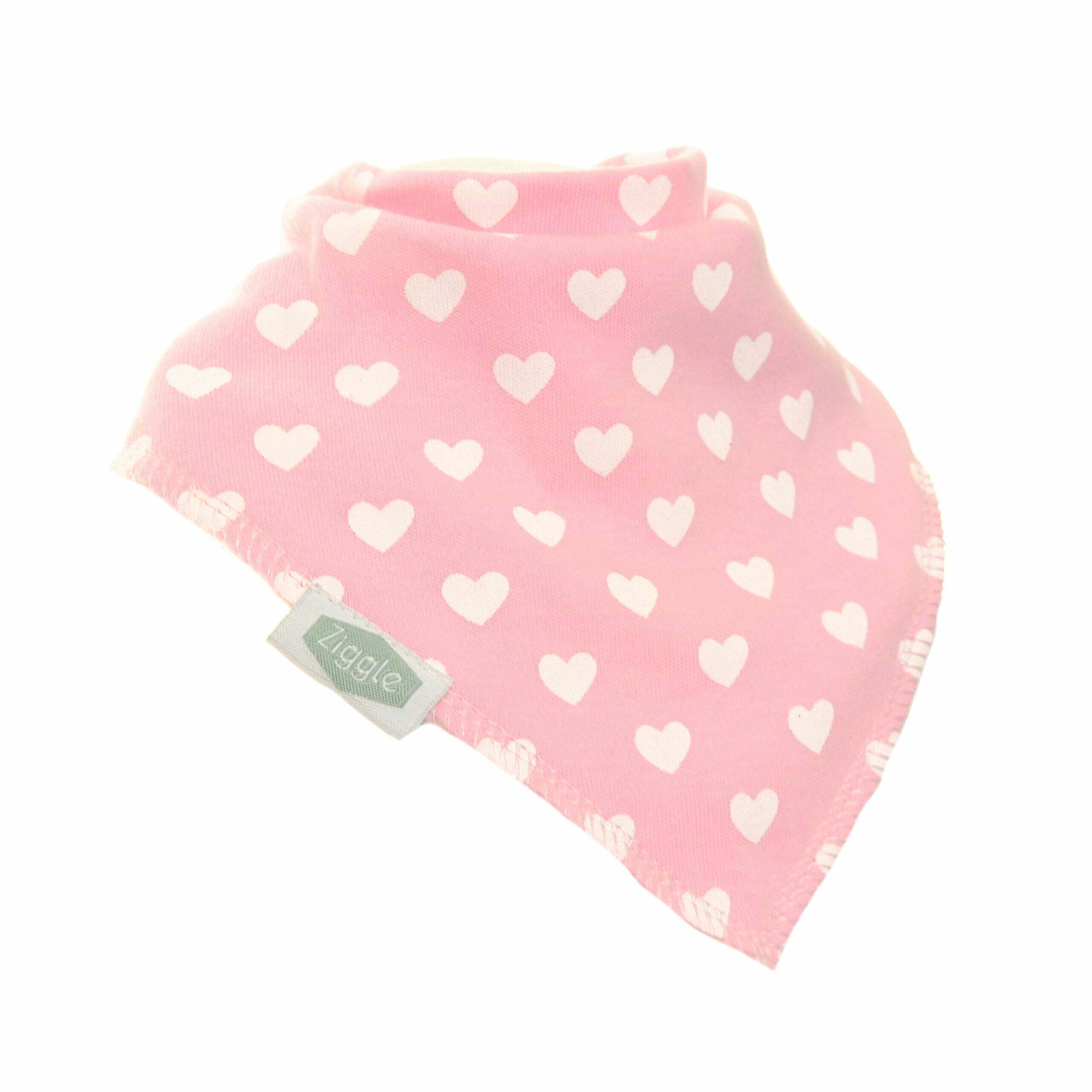 Pink Hearts Dribble Bib for Baby Girls + Toddlers - Ziggle