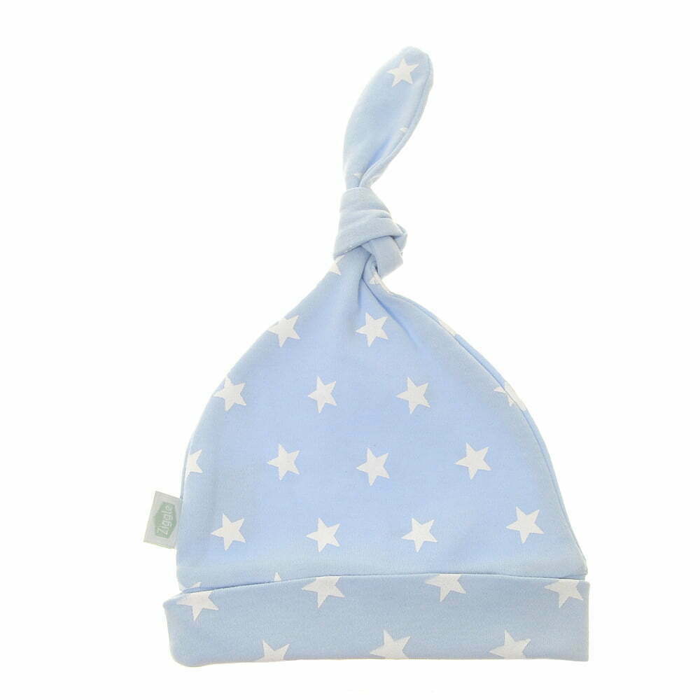 Blue With White Stars Cotton Hat for Newborns - Ziggle
